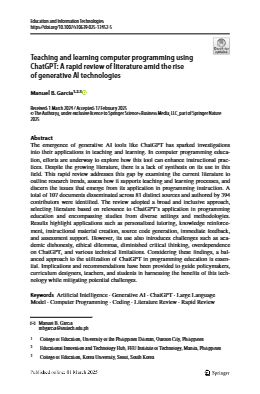 Teaching and Learning Computer Programming Using ChatGPT: A Rapid Review of Literature Amid the ...