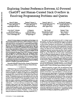 Exploring Student Preference Between AI-Powered ChatGPT and Human-Curated Stack Overflow in ...
