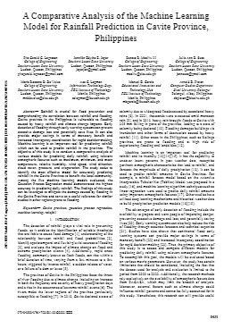 A Comparative Analysis of the Machine Learning Model for Rainfall Prediction in Cavite Province ...