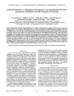 Game Development as a Pedagogical Methodology in Learning Related ICT ...