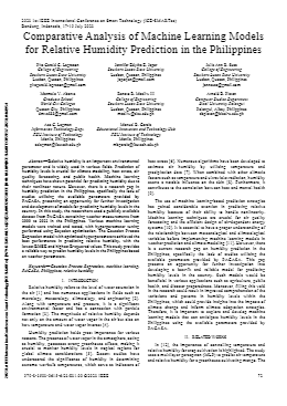 Comparative Analysis of Machine Learning Models for Relative Humidity Prediction in the Philippines